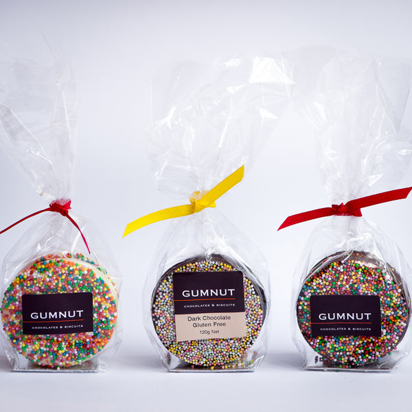 Milk Chocolate Spotty (120g pack) – Gumnut Biscuits & Chocolates