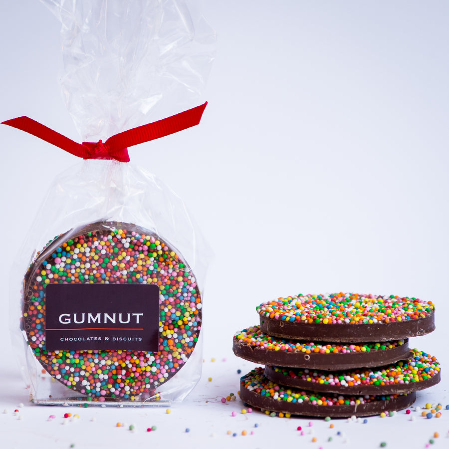 Milk Chocolate Spotty (120g pack) – Gumnut Biscuits & Chocolates